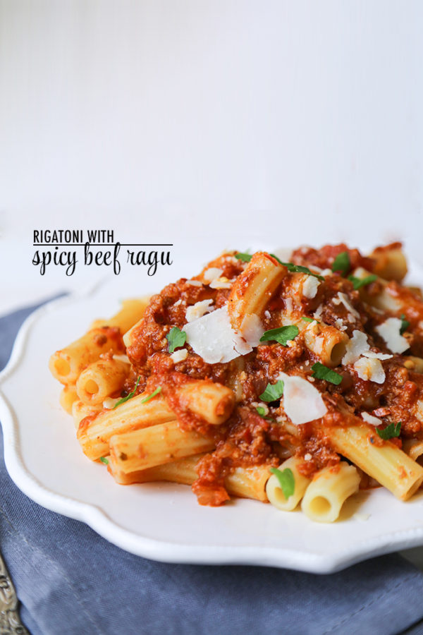 Rigatoni with Spicy Beef Ragù - Rachel Hollis