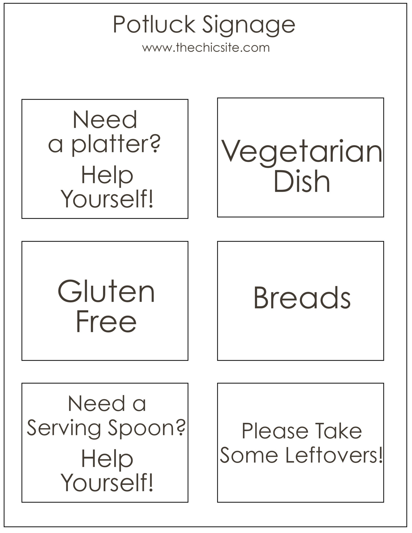 Potluck Signage 2 -TheChic - Rachel Hollis