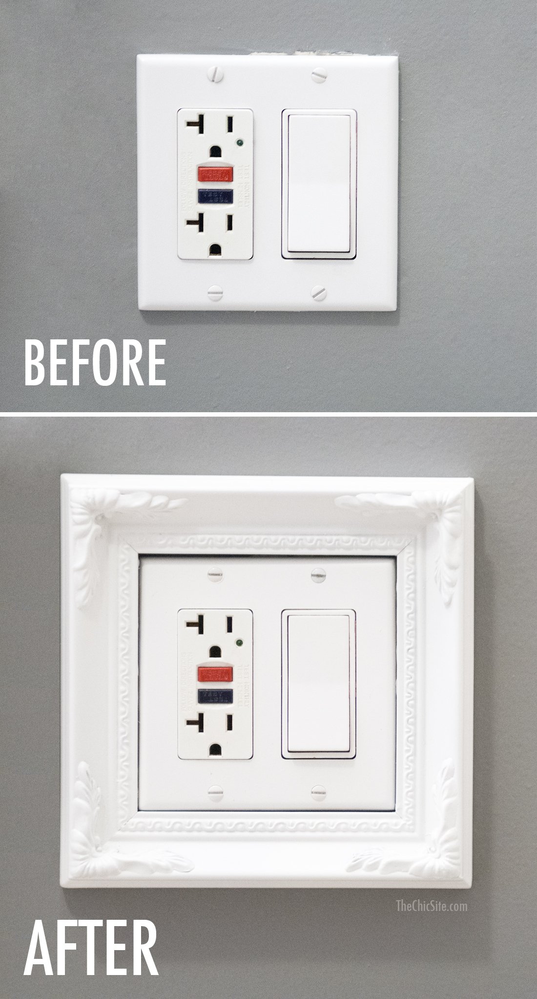 Light Switch Frame Before and After - Rachel Hollis