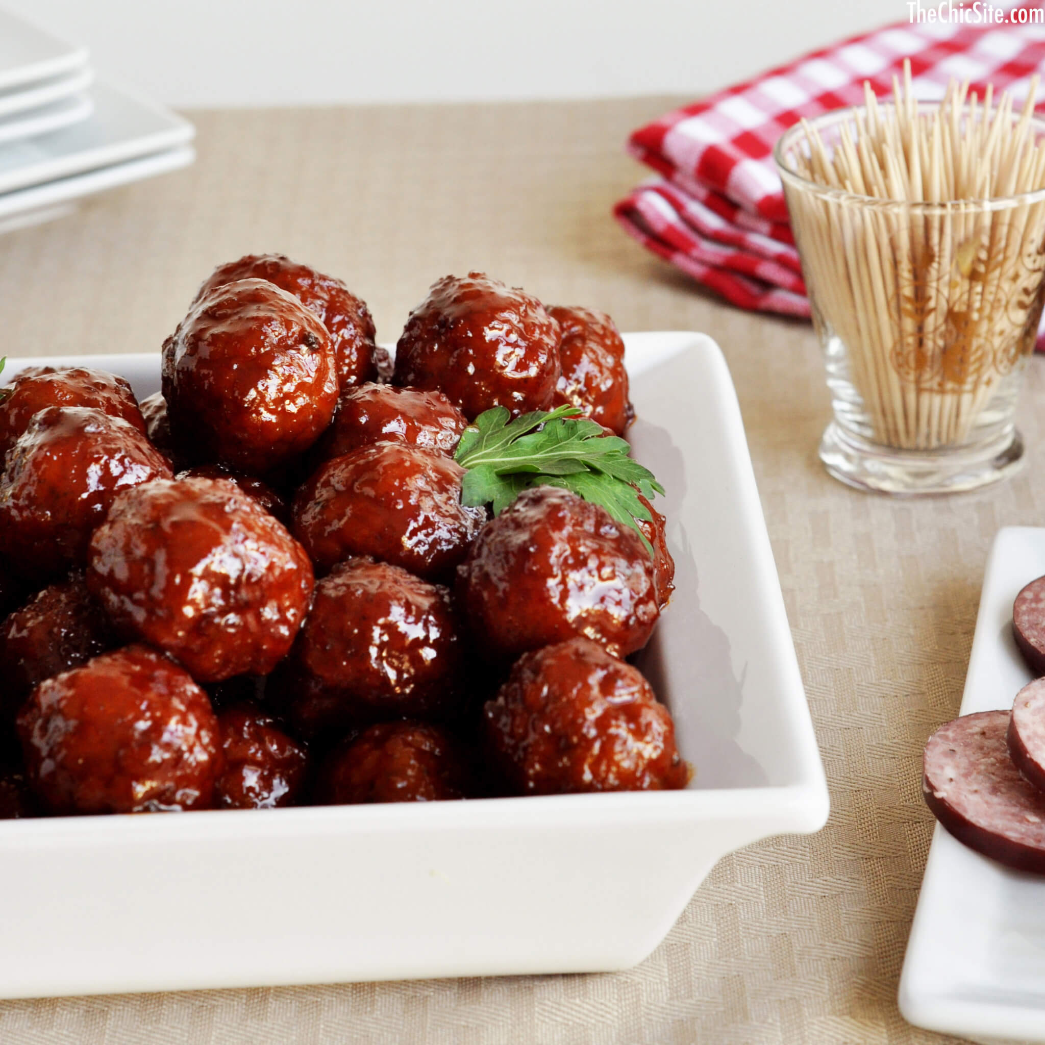 Sweet and Spicy Meatballs Square - Rachel Hollis